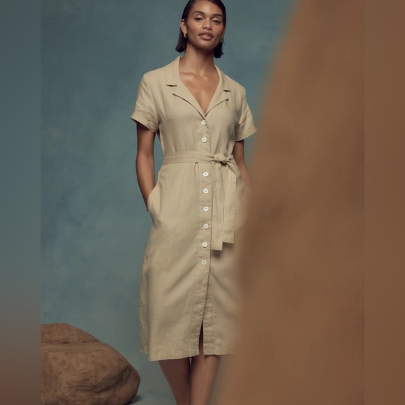 Quince | Dresses | Quince 0 European Linen Button Front Dress Womens ...